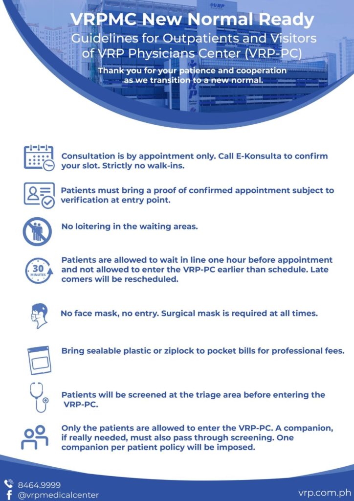 VRP Physicians Center is Open for OPD Consults